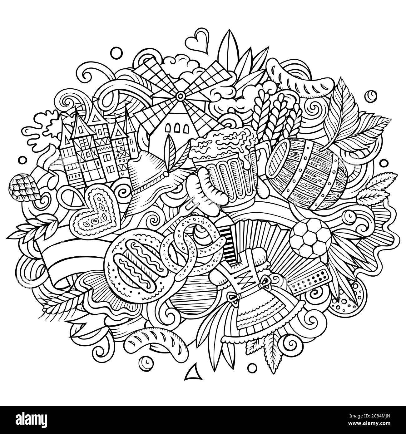 Germany hand drawn cartoon doodles illustration. Funny travel design ...
