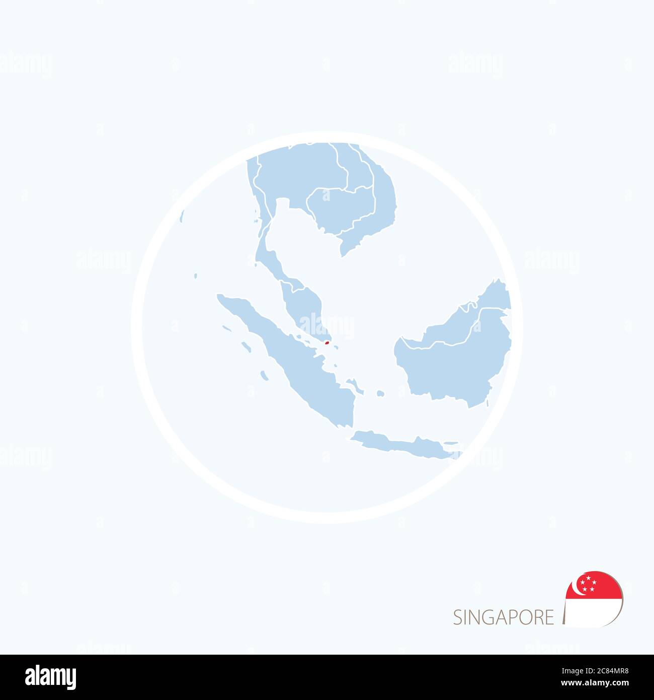Map icon of Singapore. Blue map of Asia with highlighted Singapore in ...