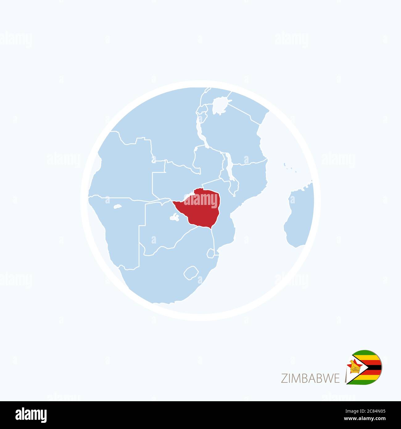 Map icon of Zimbabwe. Blue map of Africa with highlighted Zimbabwe in ...