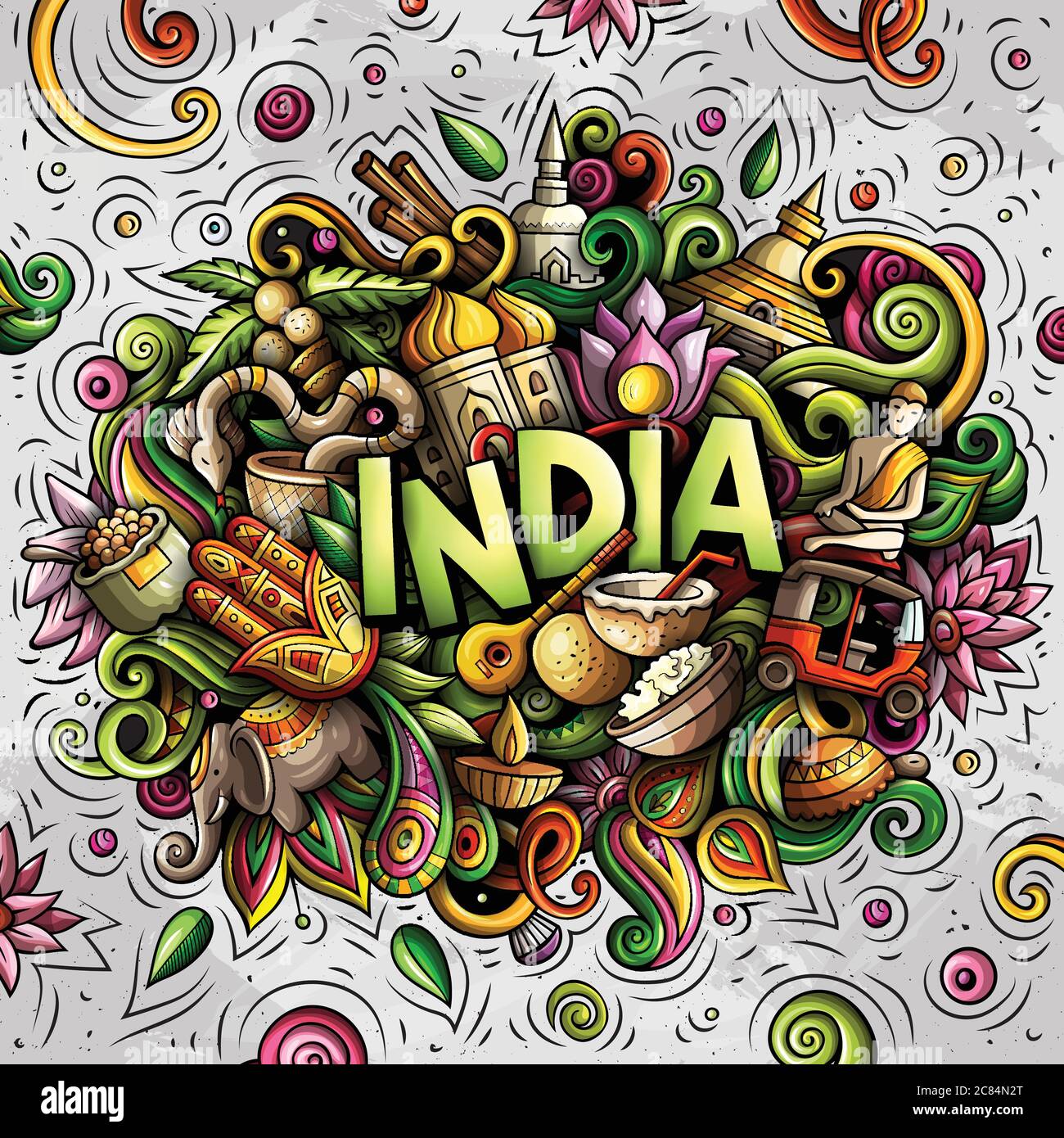 India hand drawn cartoon doodles illustration. Funny design Stock ...