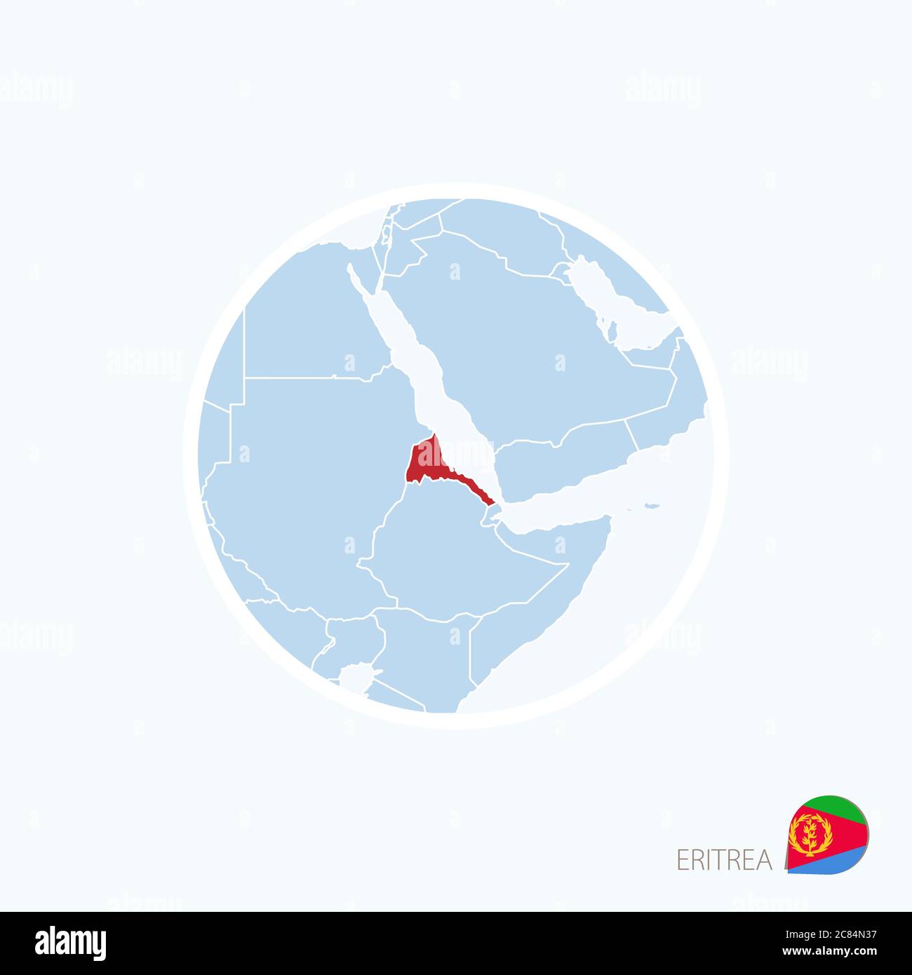 Map icon of Eritrea. Blue map of Africa with highlighted Eritrea in red ...