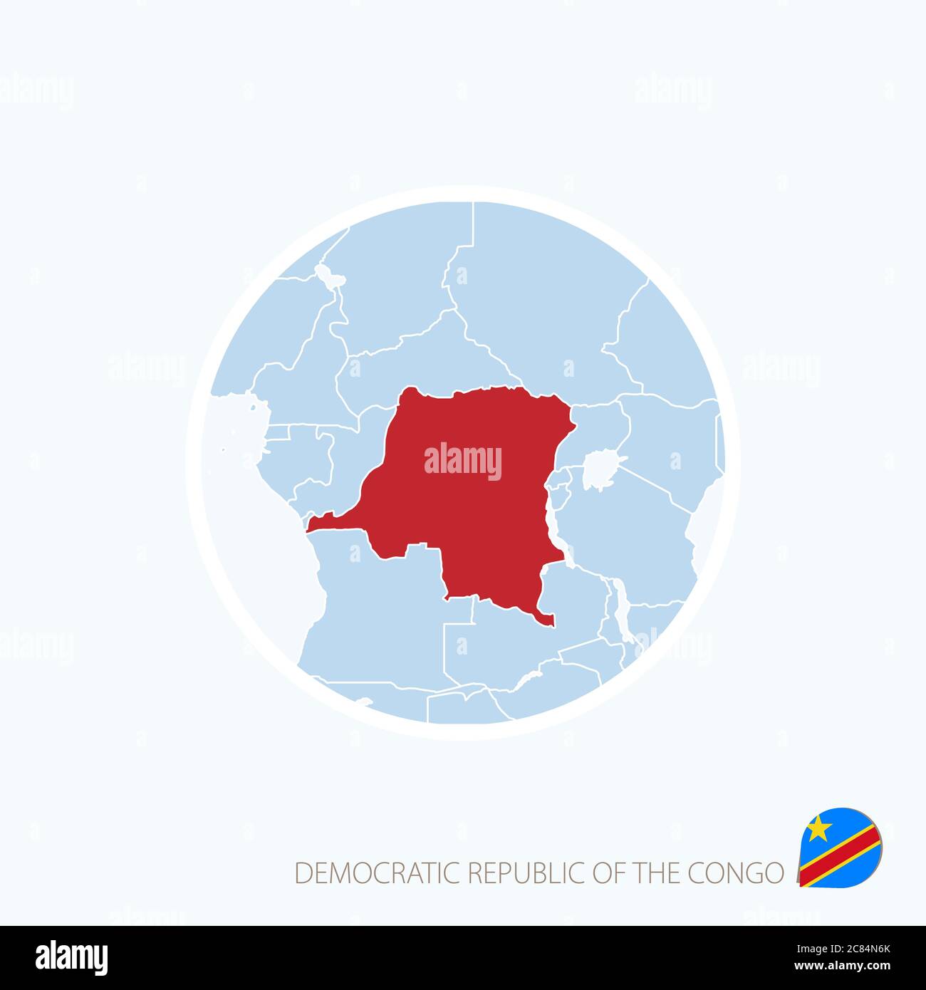 Map icon of Democratic Republic of the Congo. Blue map of Central ...