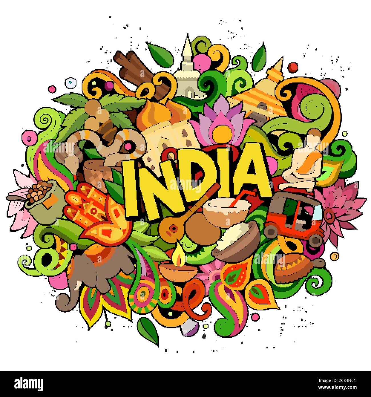 India hand drawn cartoon doodles illustration. Funny design Stock ...