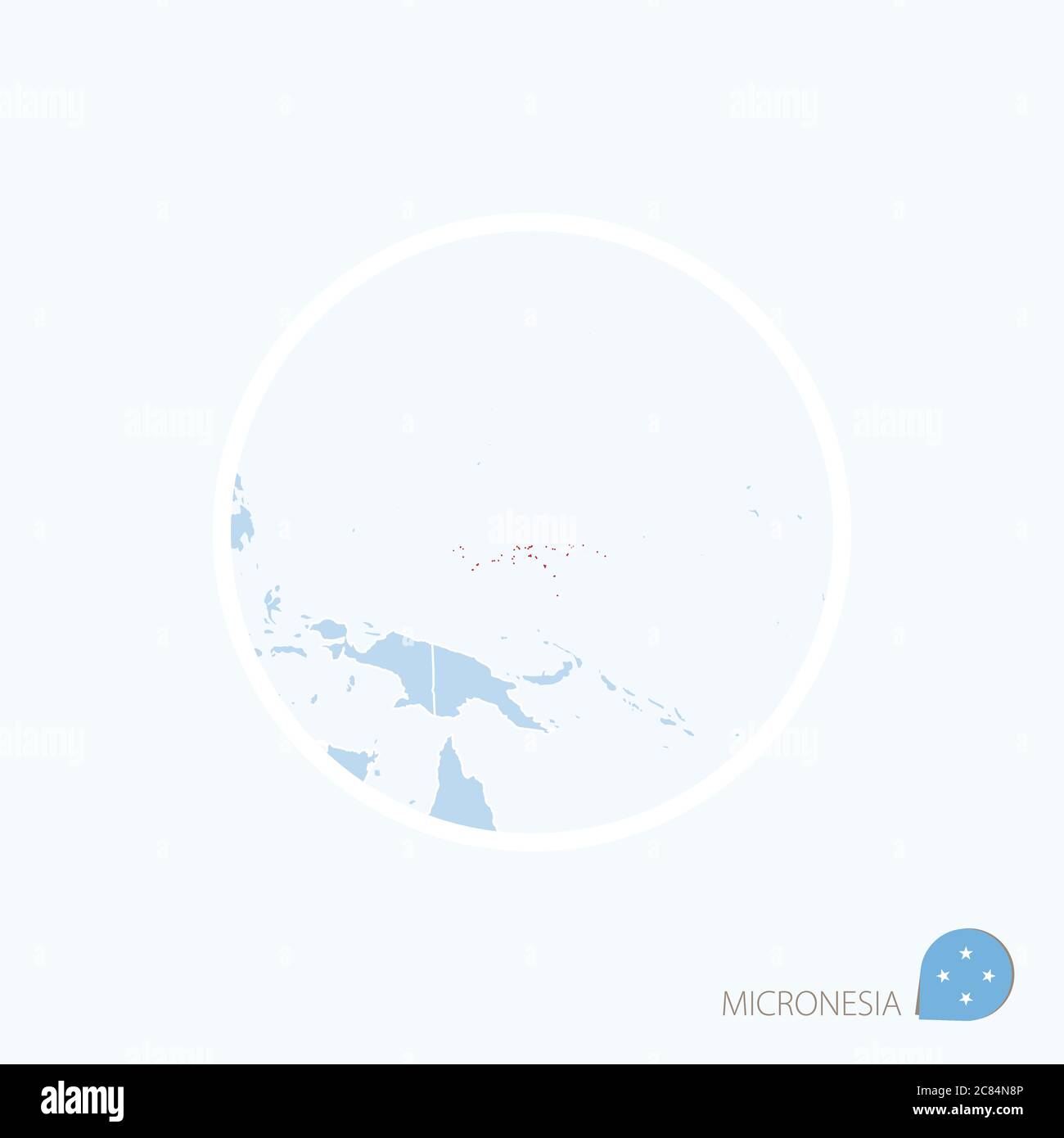 Map icon of Micronesia. Blue map of Oceania with highlighted Micronesia ...