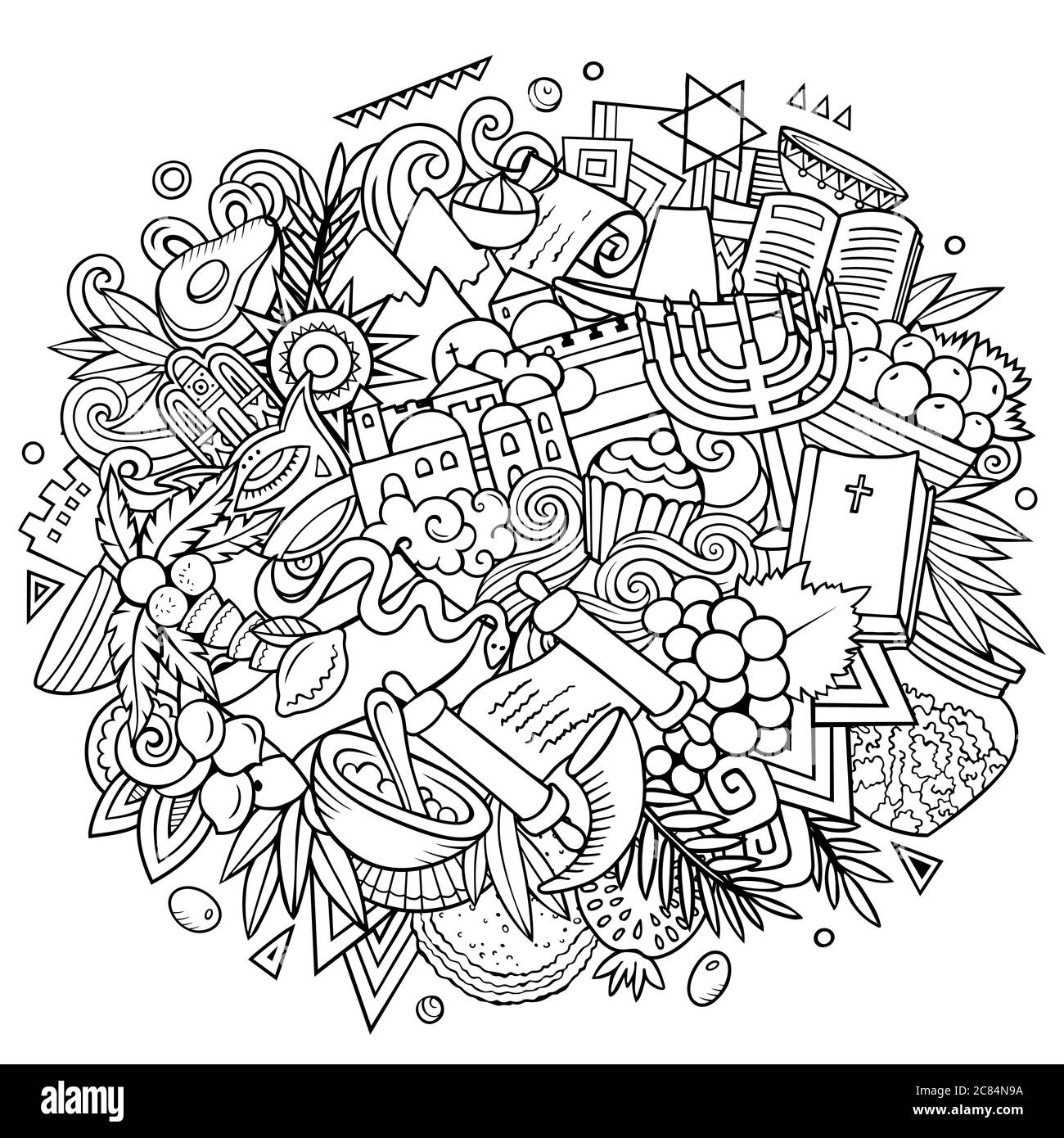 Israel hand drawn cartoon doodles illustration. Funny travel design ...