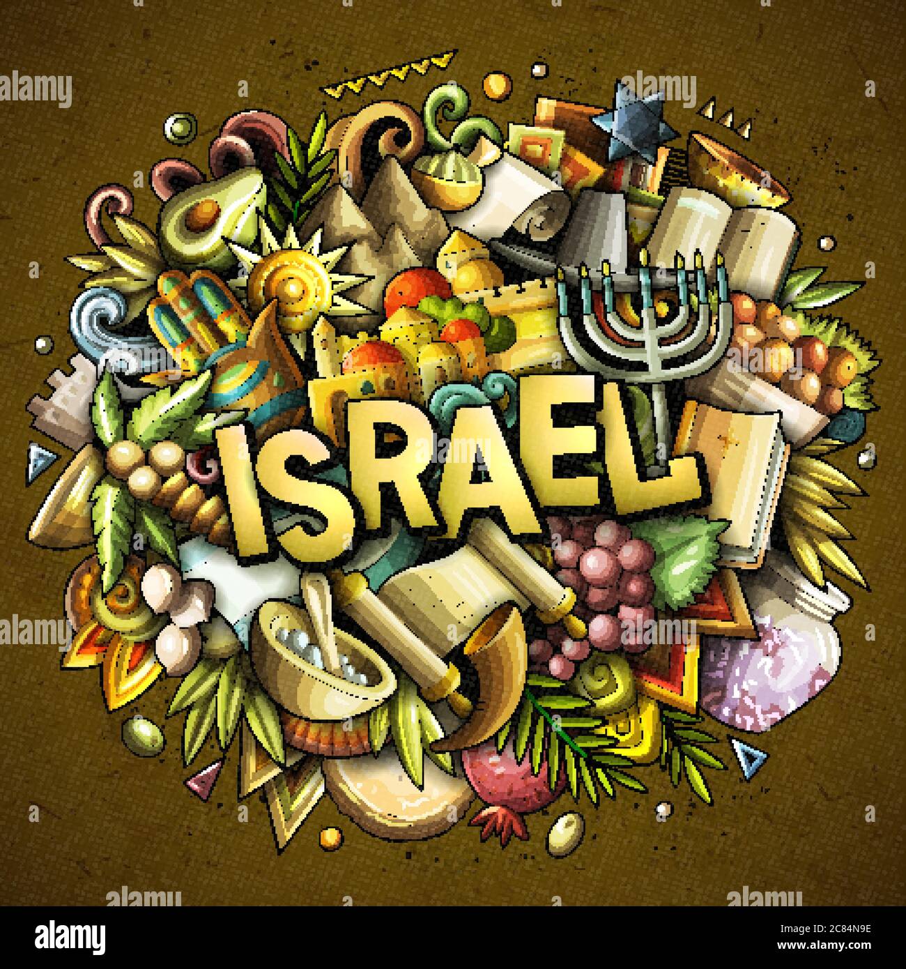 Israel hand drawn cartoon doodles illustration. Funny travel design ...