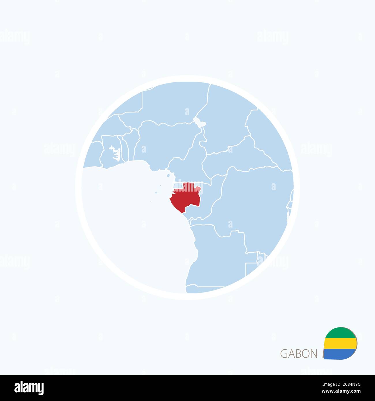 Map icon of Gabon. Blue map of Central Africa with highlighted Gabon in ...