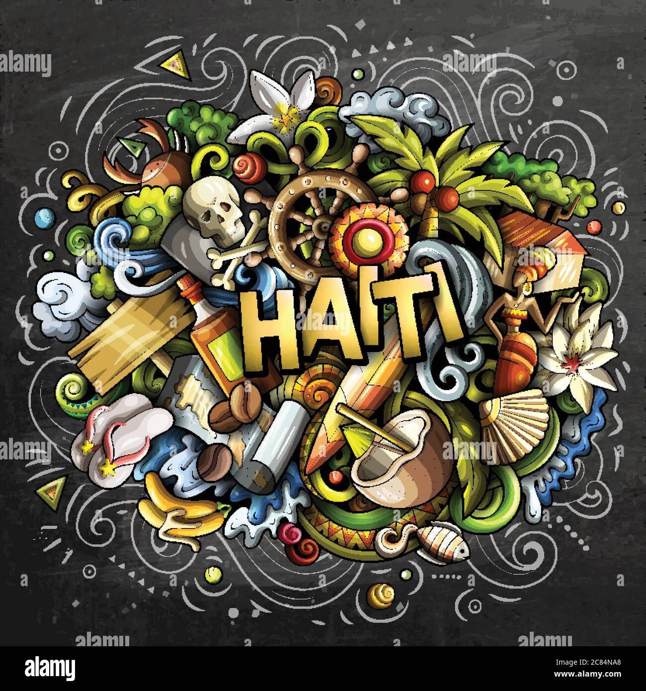 Haiti hand drawn cartoon doodles illustration. Funny design Stock ...