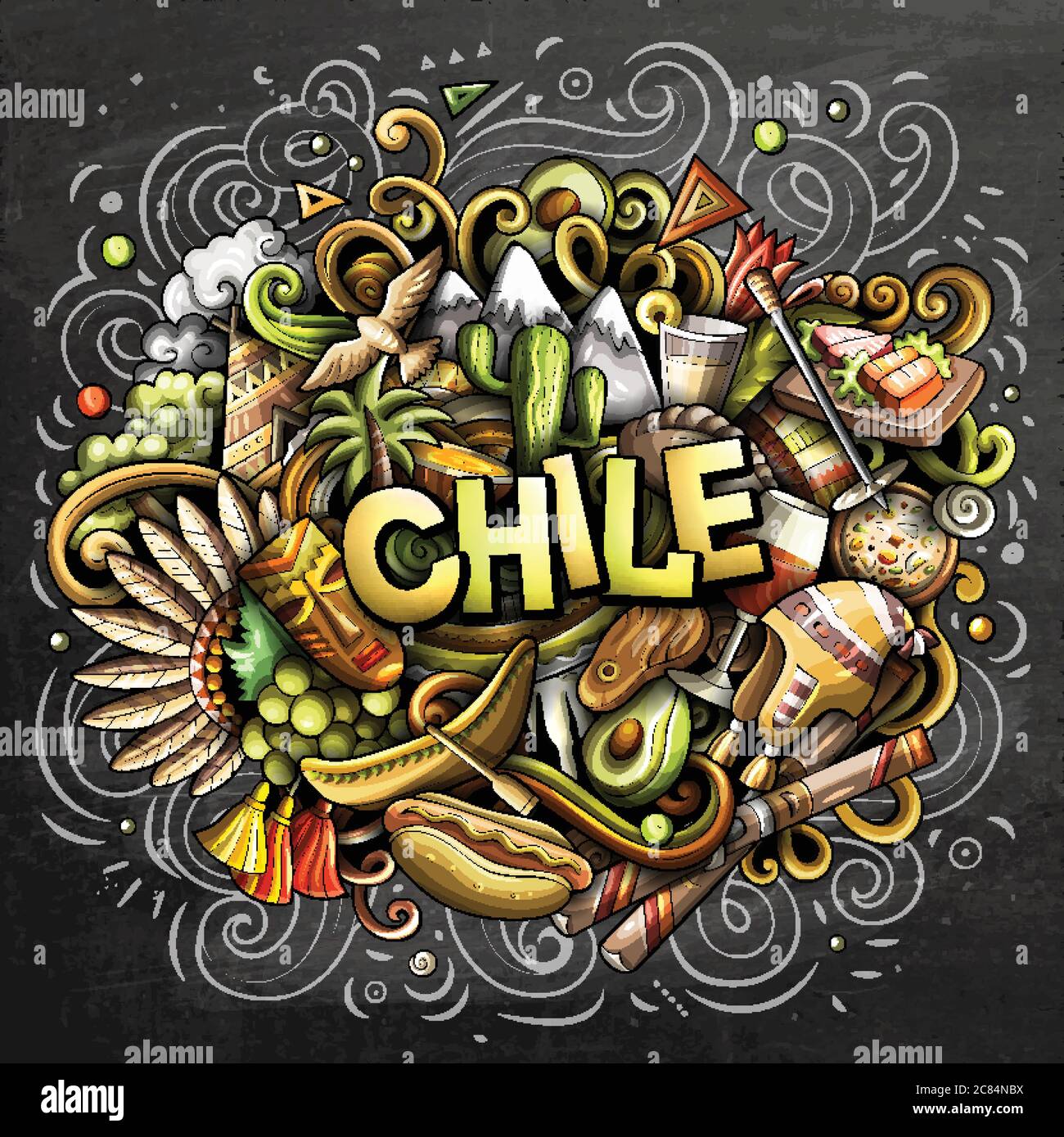 Chile hand drawn cartoon doodles illustration. Funny design Stock ...