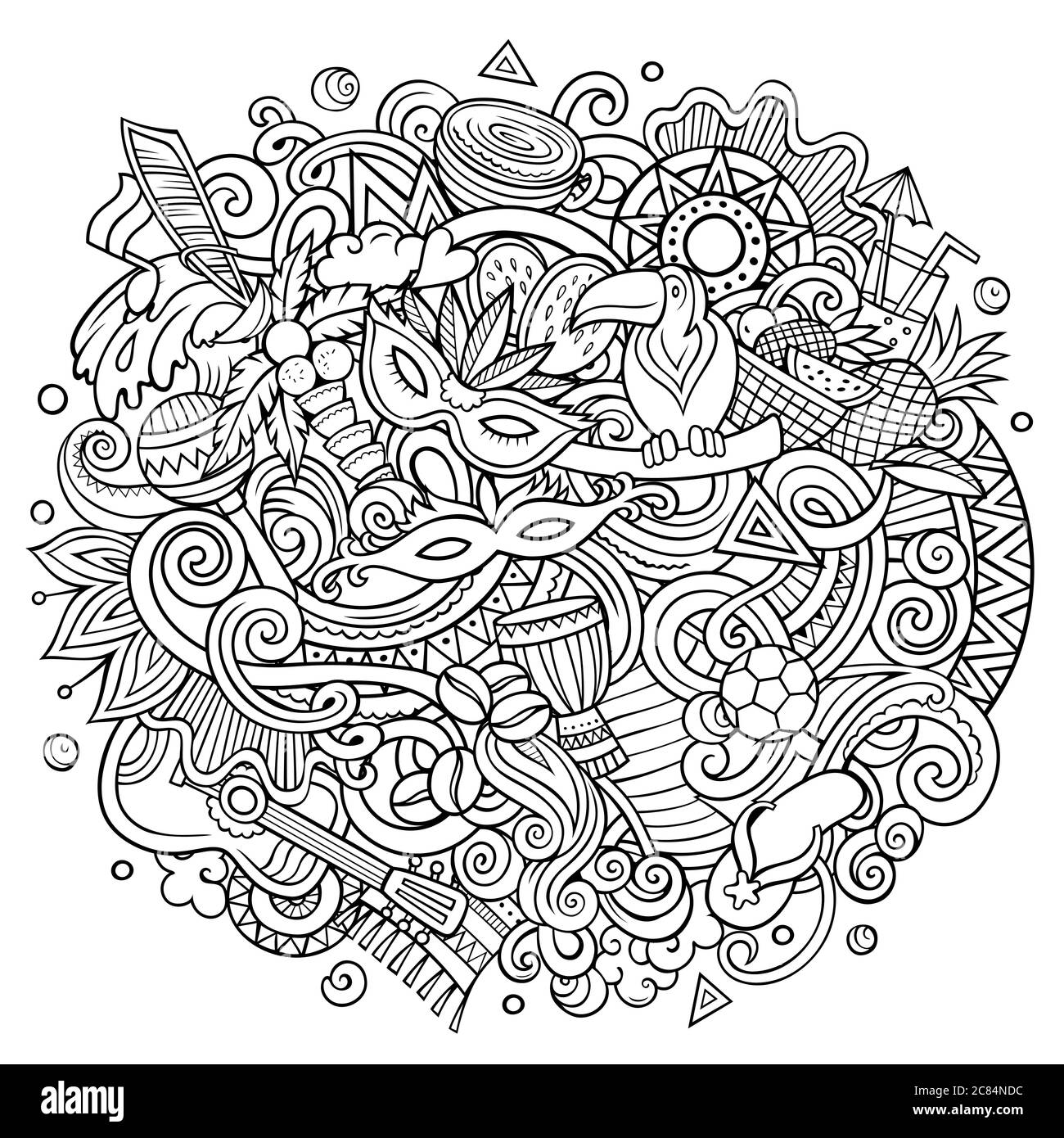 Brazil hand drawn cartoon doodles illustration. Funny design Stock ...