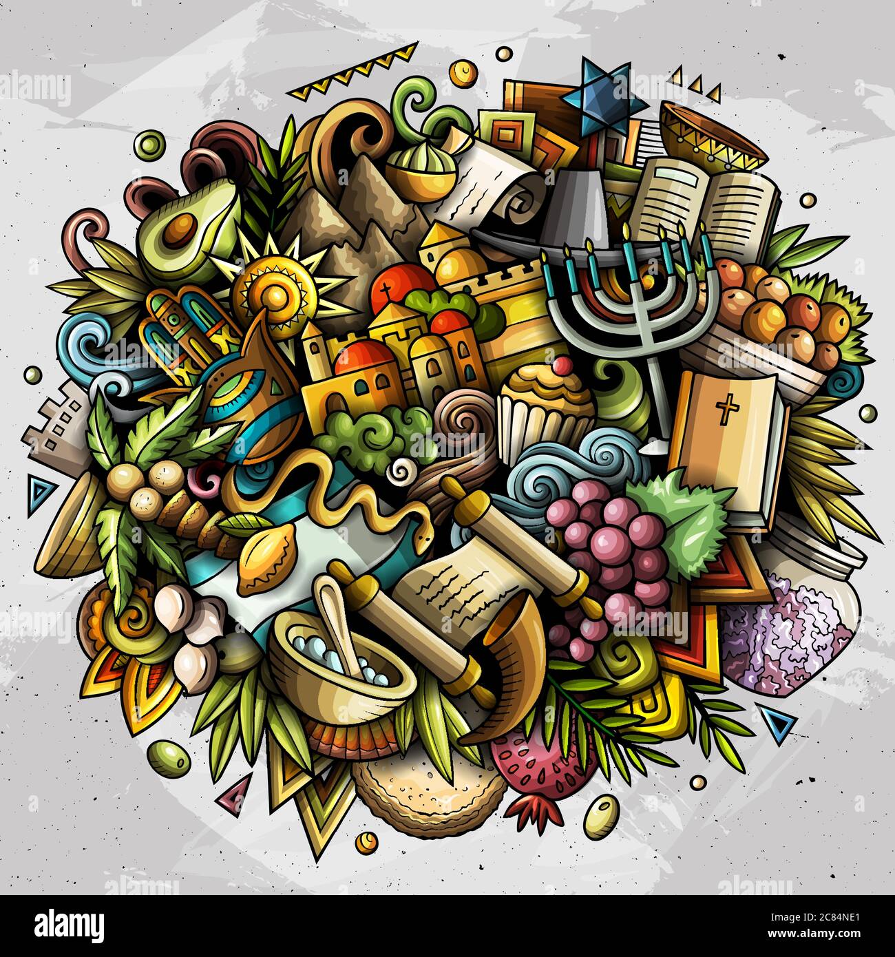 Israel hand drawn cartoon doodles illustration. Funny travel design ...