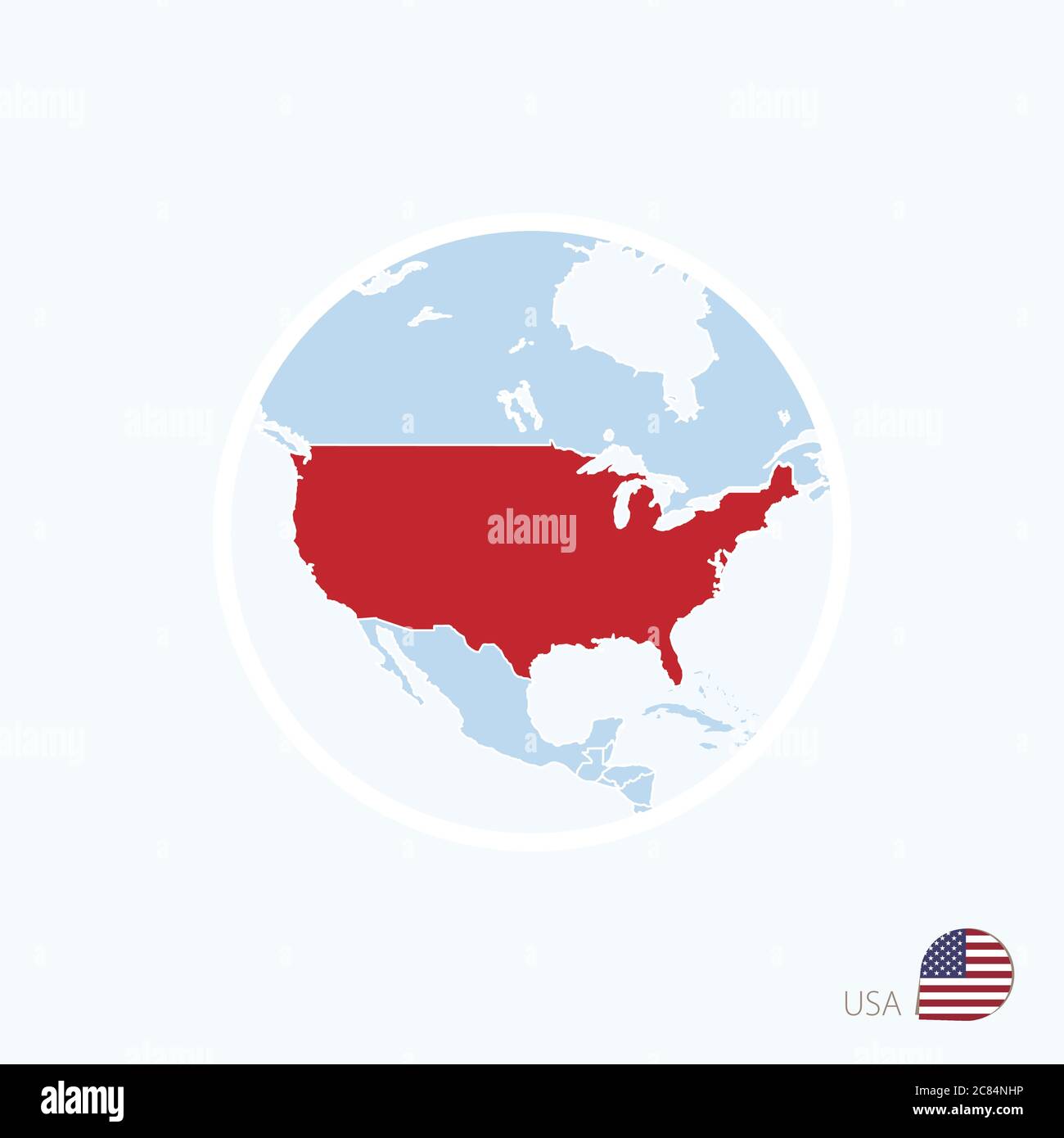 Map icon of USA. Blue map of North America with highlighted United ...
