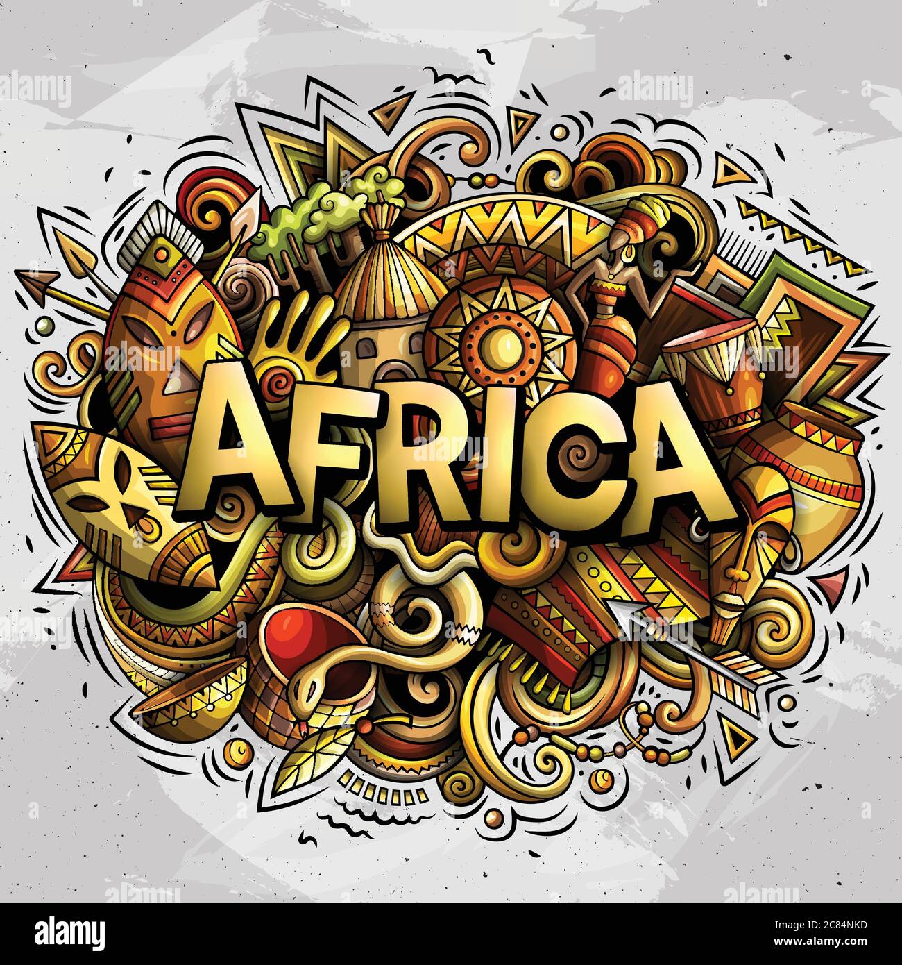 Cartoon cute doodles Africa word Stock Vector Image & Art - Alamy