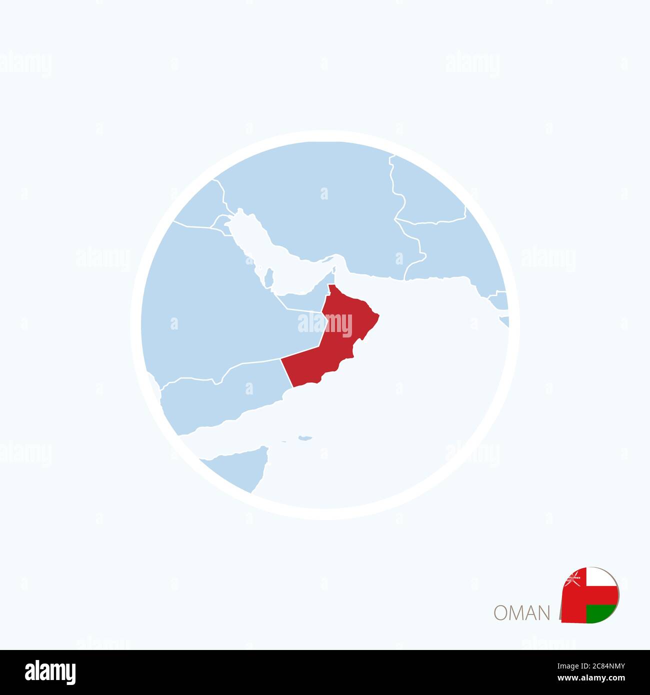 Map icon of Oman. Blue map of Europe with highlighted Middle East in ...