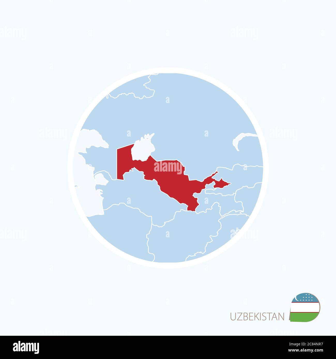 Uzbekistan on the map of asia