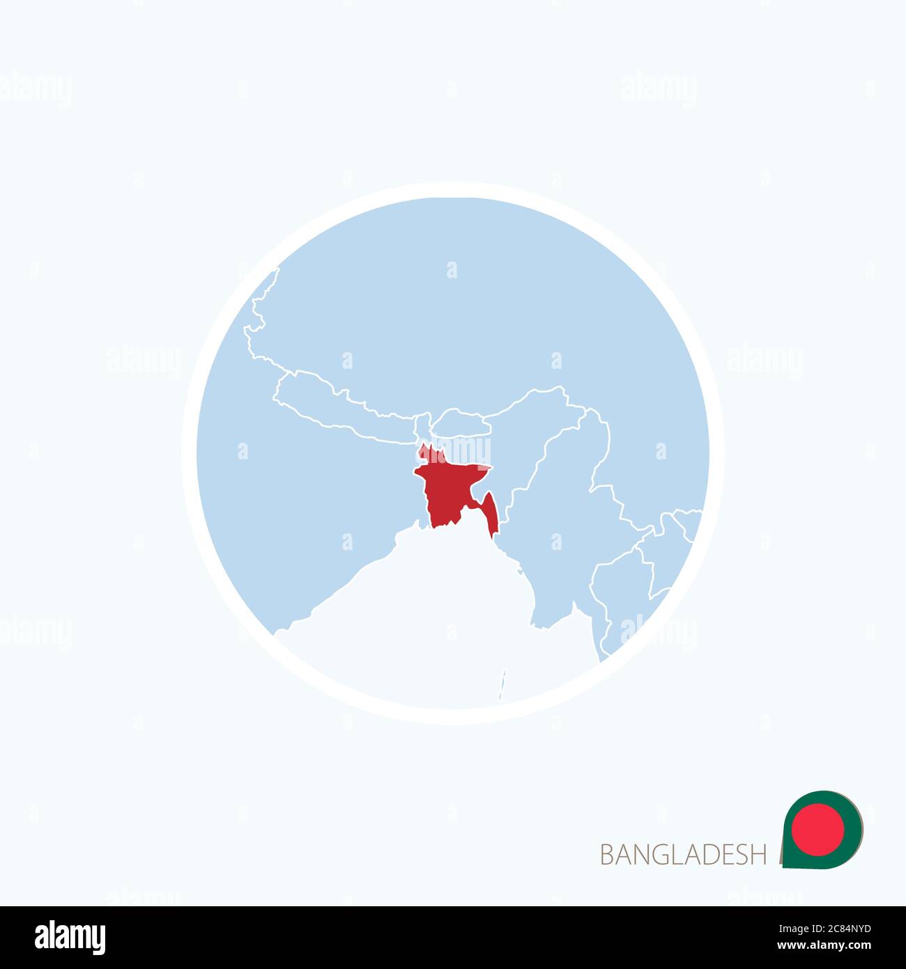 Map icon of Bangladesh. Blue map of South Asia with highlighted ...
