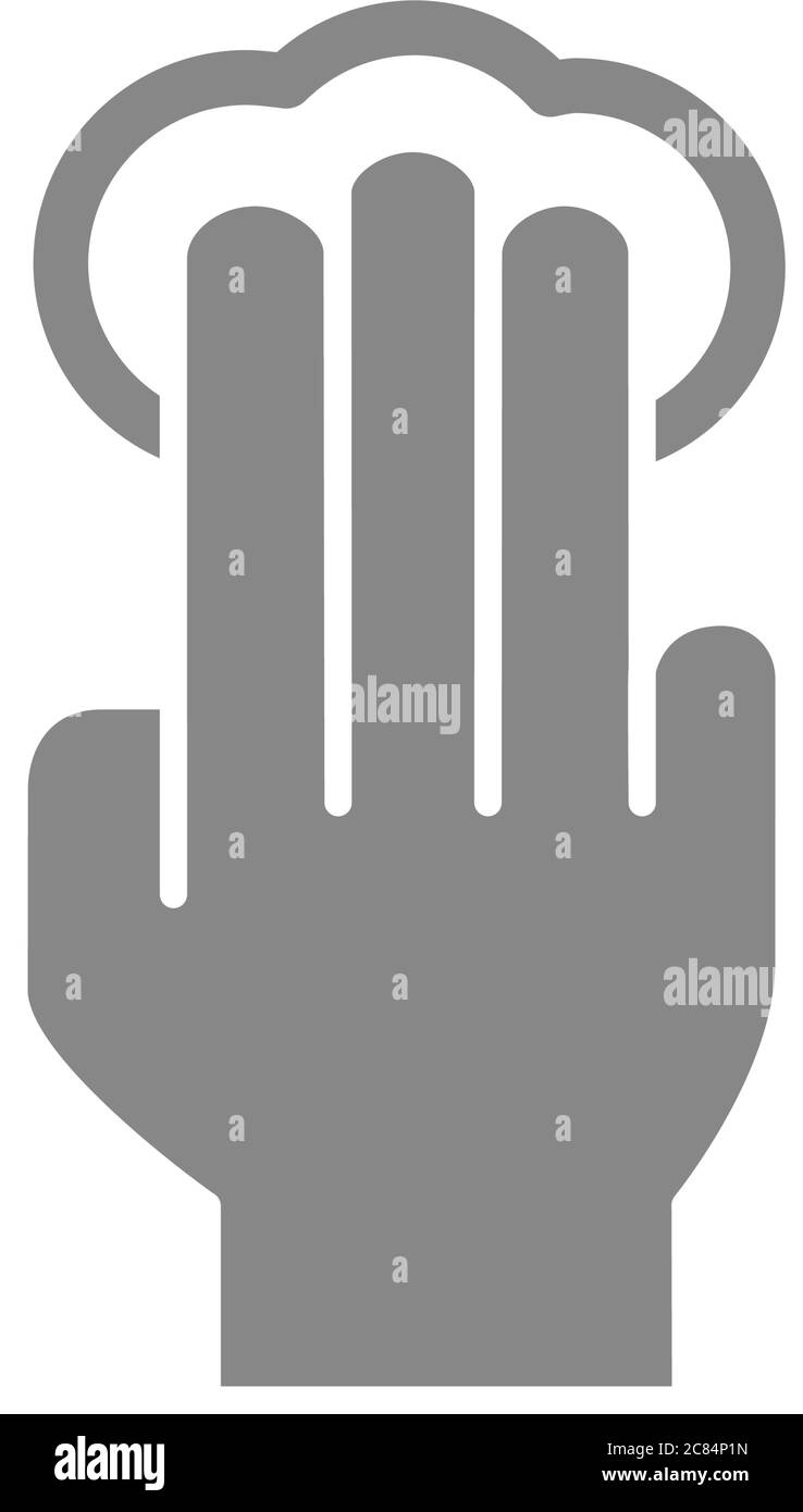 Click with three fingers grey icon. Multi touch screen fingers, 3x tap ...