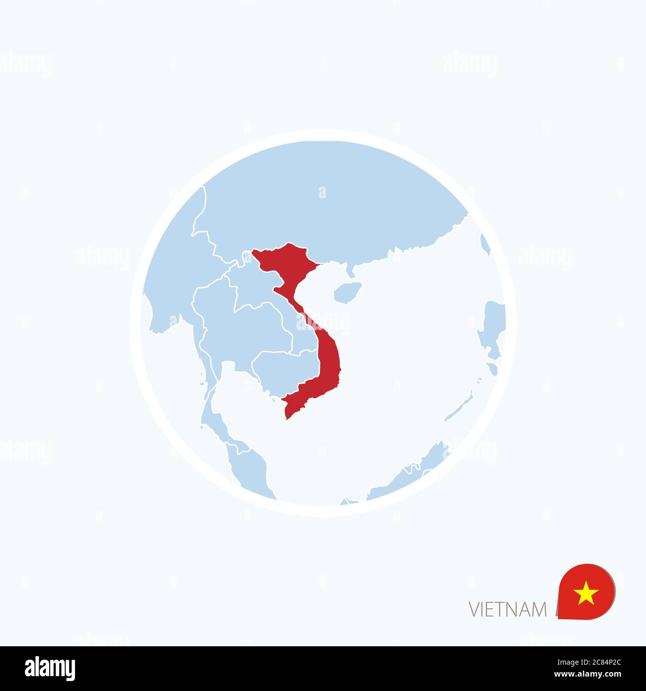 Map icon of Vietnam. Blue map of Southeast Asia with highlighted ...