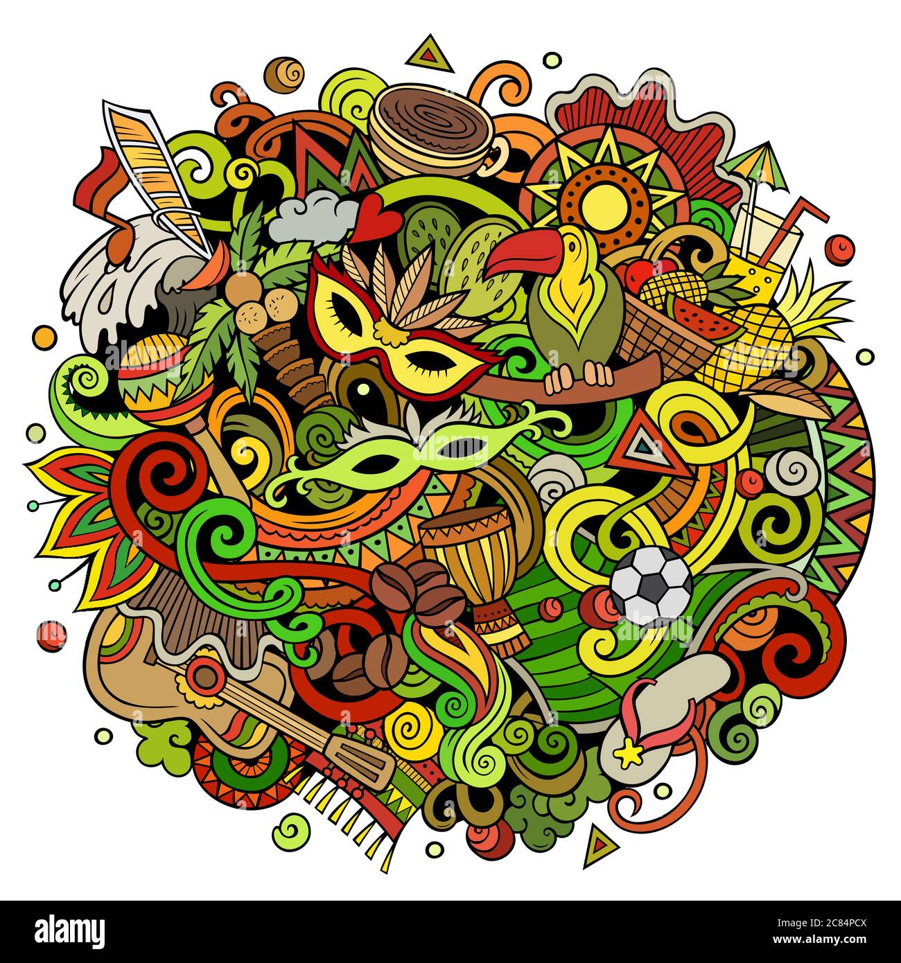 Brazil hand drawn cartoon doodles illustration. Funny design Stock ...