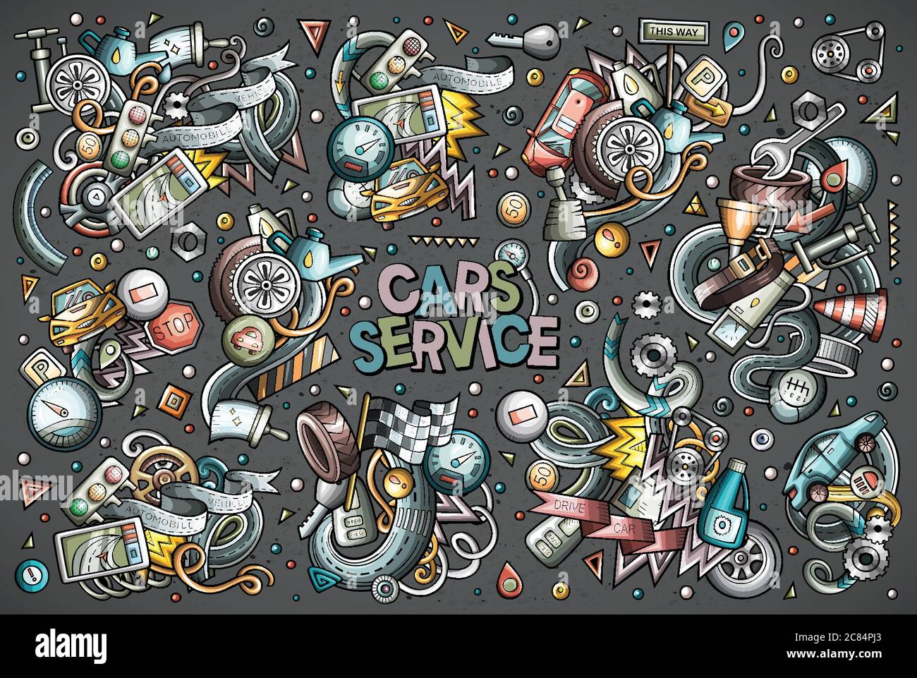 Vector cartoon set of Automobile objects Stock Vector Image & Art - Alamy