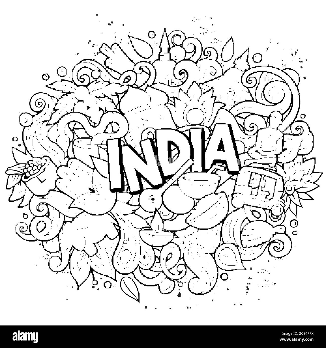 India hand drawn cartoon doodles illustration. Funny design Stock ...