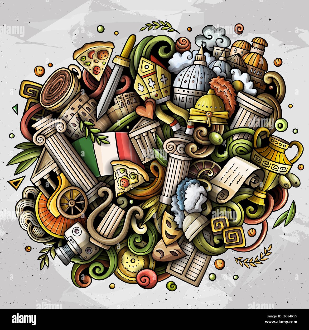 Rome hand drawn cartoon doodles illustration. Funny travel design Stock ...