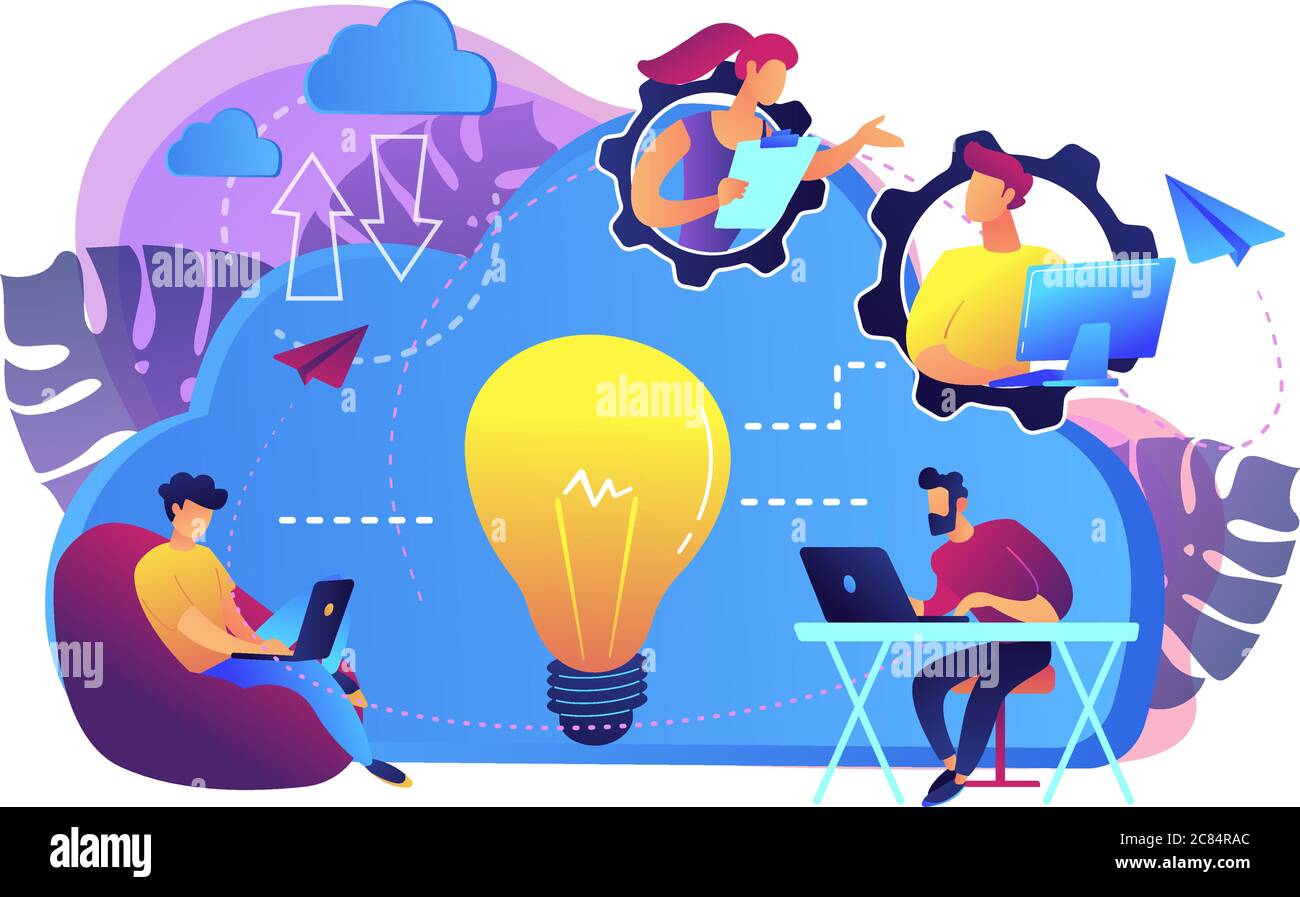 Cloud collaboration concept vector illustration Stock Vector Image ...