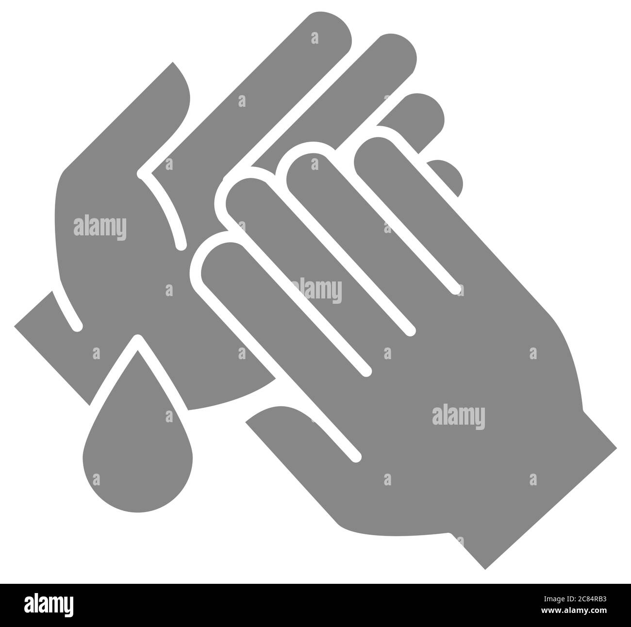 Cleaning hands with disinfectant drop grey icon. Hand disinfection ...