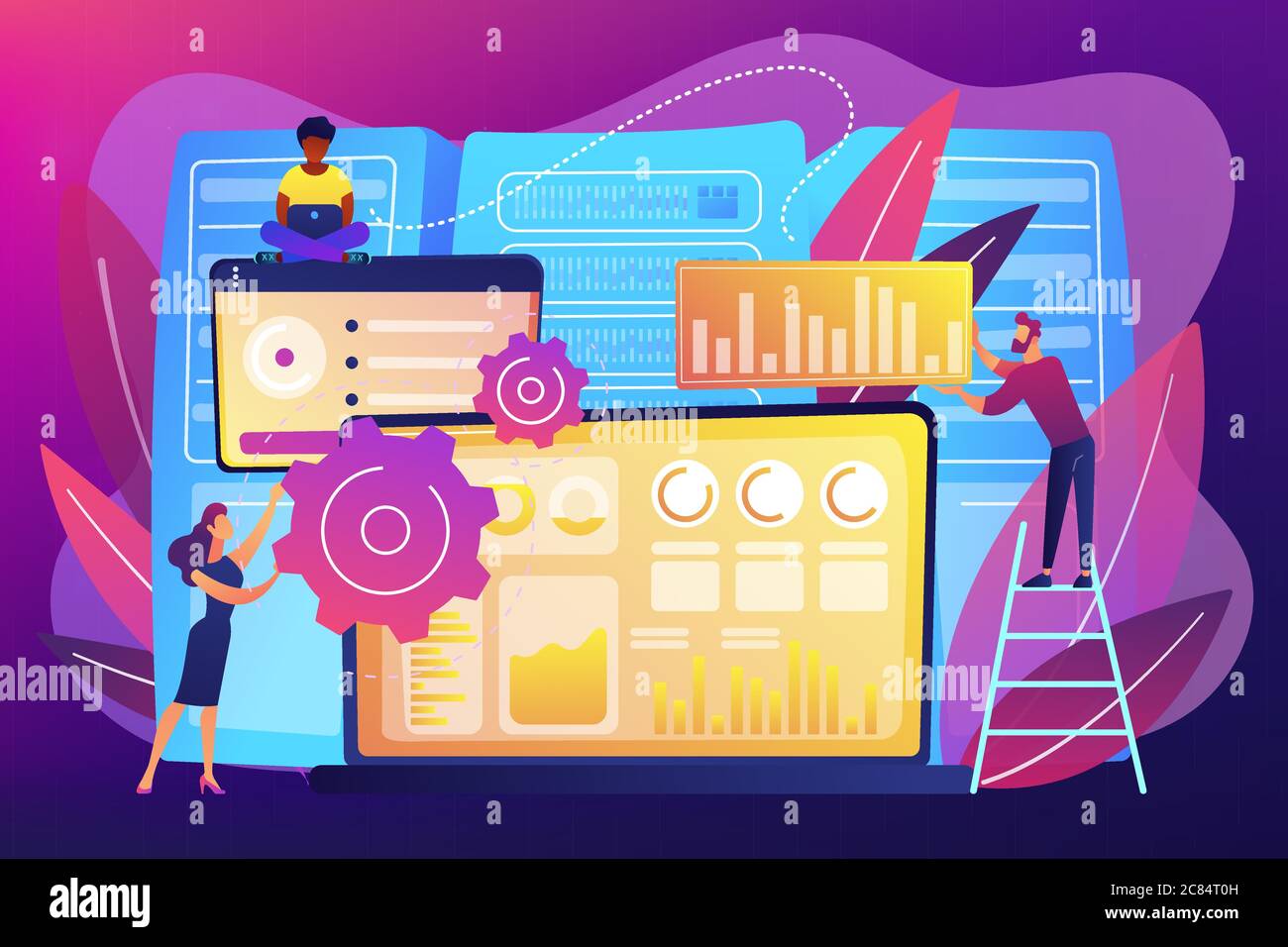 Big data visualization concept vector illustration Stock Vector Image ...