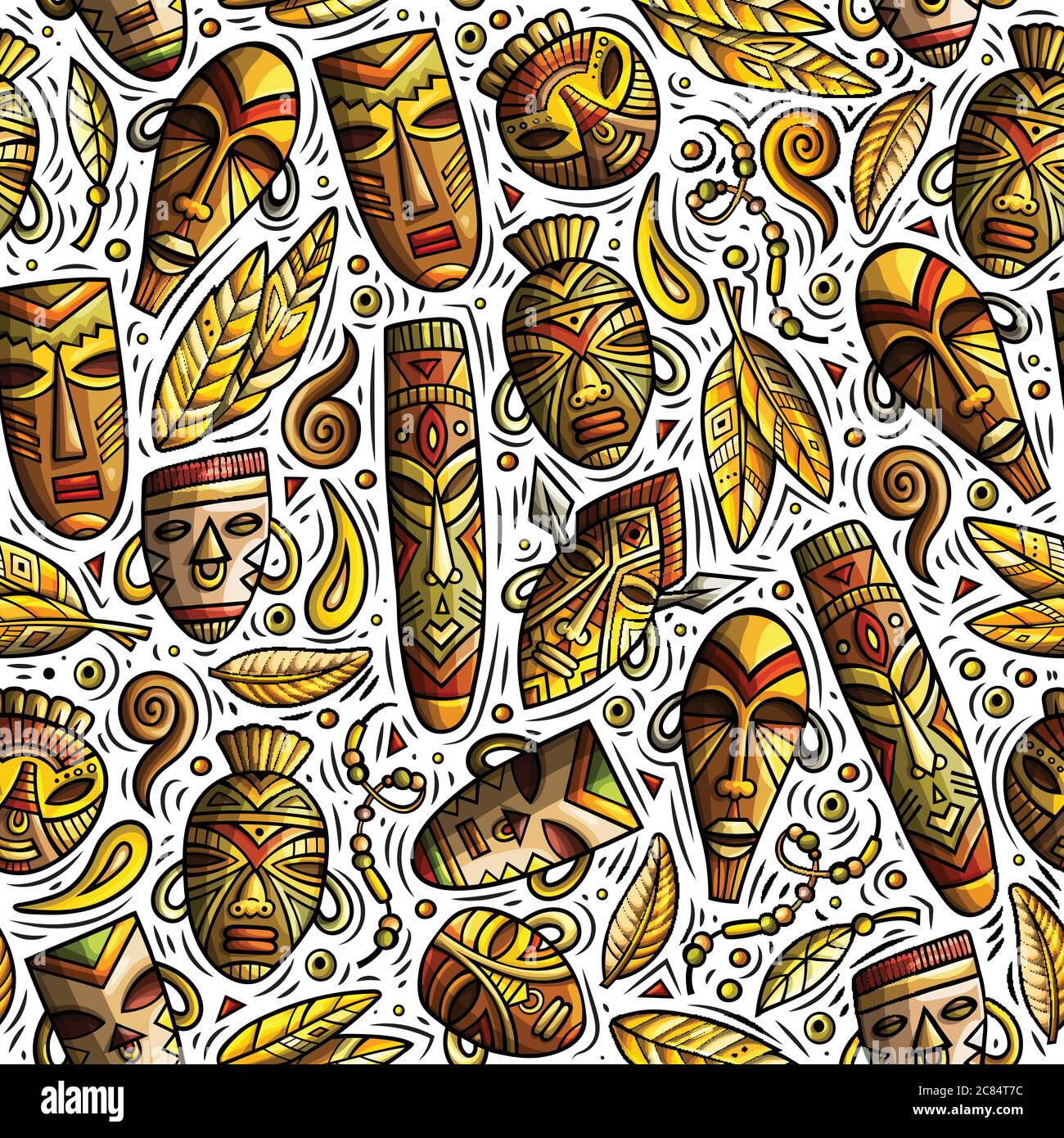 Cartoon cute hand drawn African seamless pattern Stock Vector Image ...