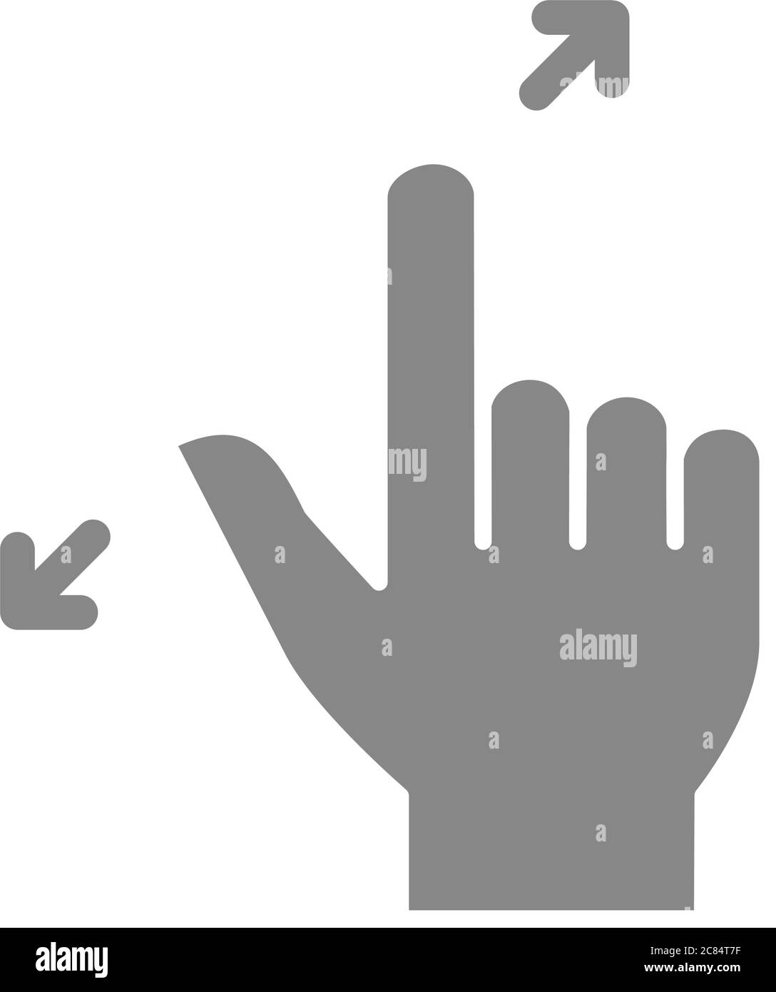 Zoom with two fingers grey icon. Touch screen hand gesture symbol Stock ...
