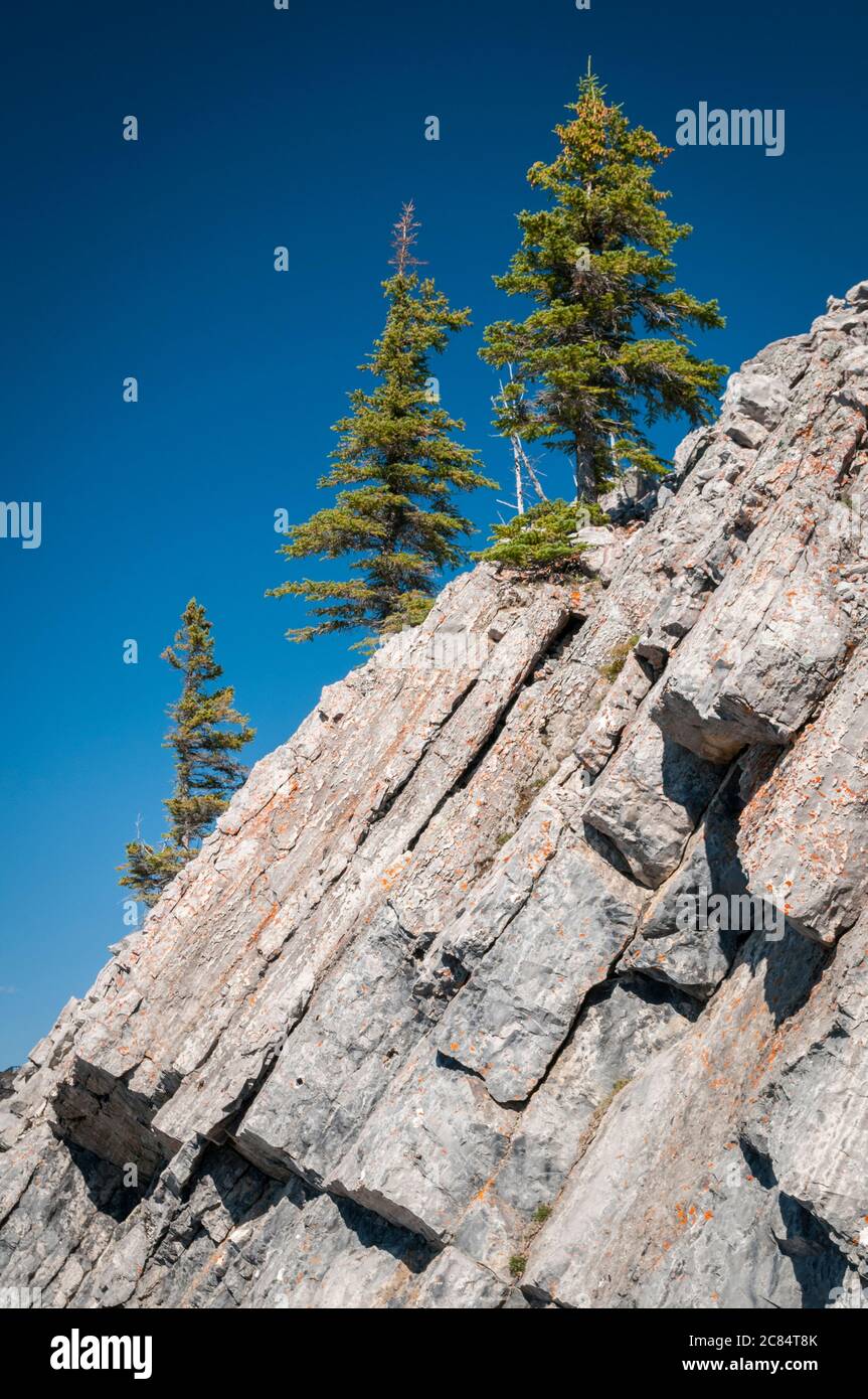 slope of the mountain with layers of sedimentary rocks. Vertically ...