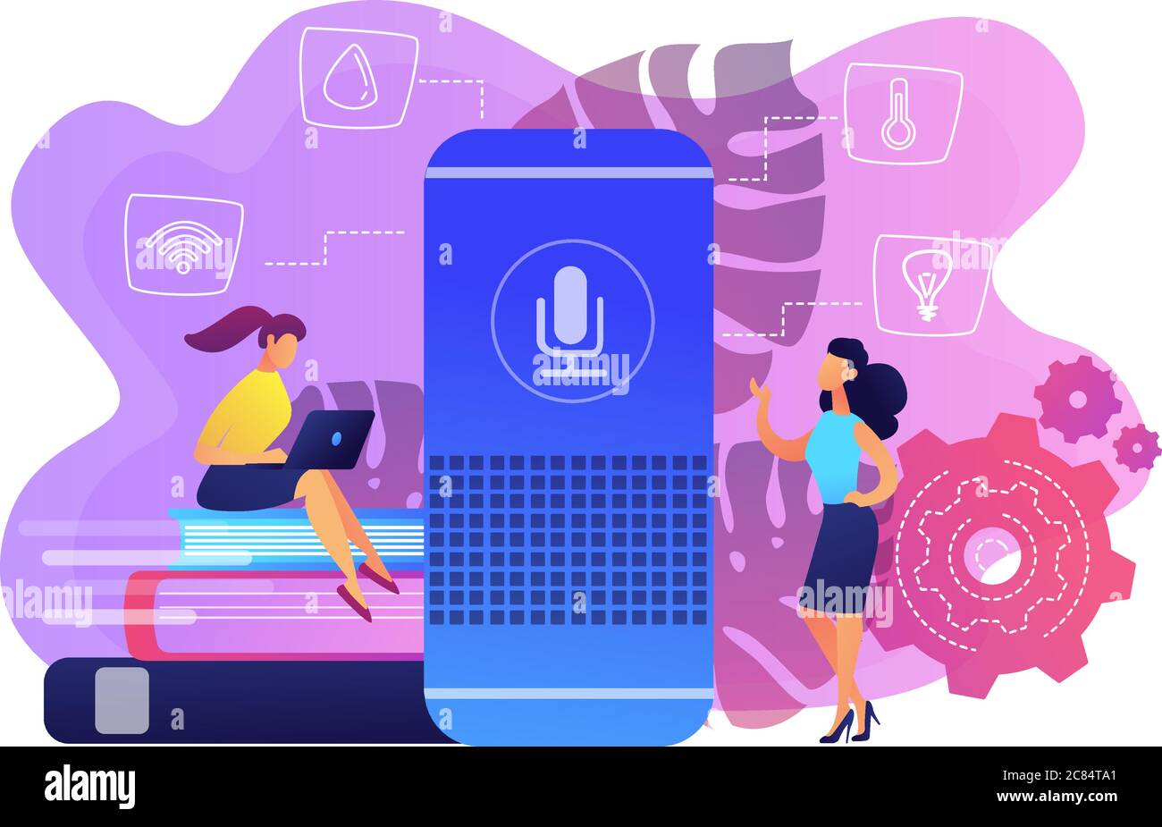 Smart home hub and home assistant concept vector illustration Stock ...