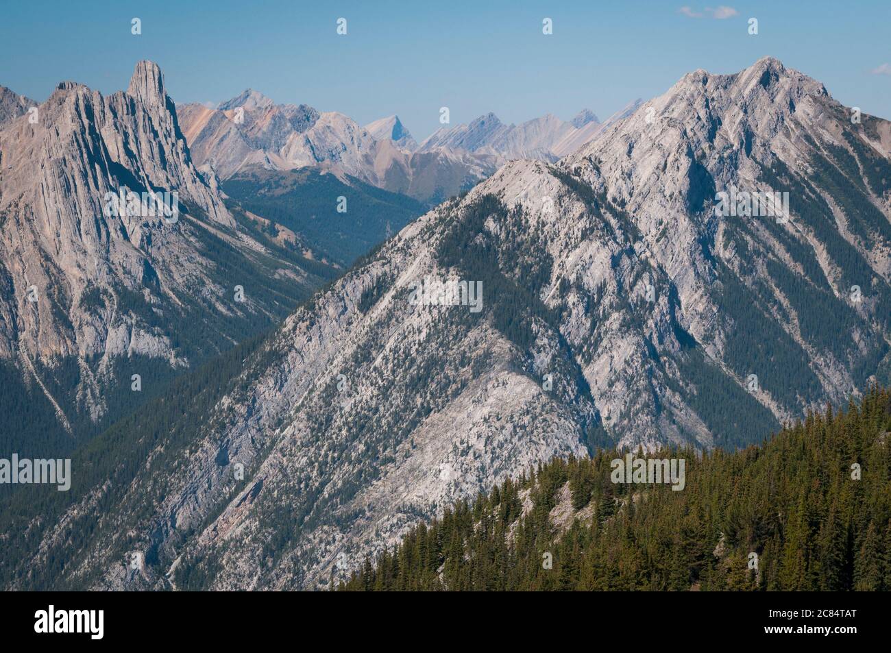 Mount Edith, left, and Mount Norquay seen from Sulphur Mountain, Banff ...