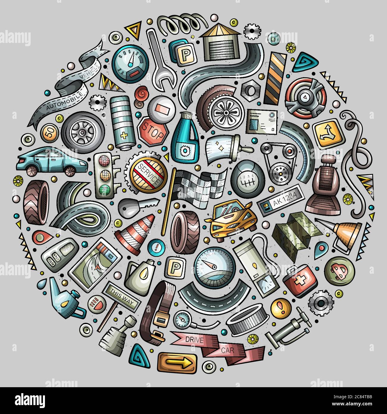Vector set of Automobile cartoon objects Stock Vector Image & Art - Alamy
