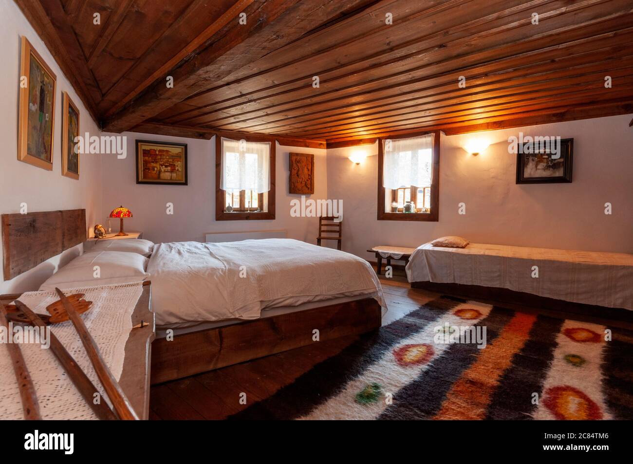 Old unique 18th century bedroom interior of traditional Bulgarian ...