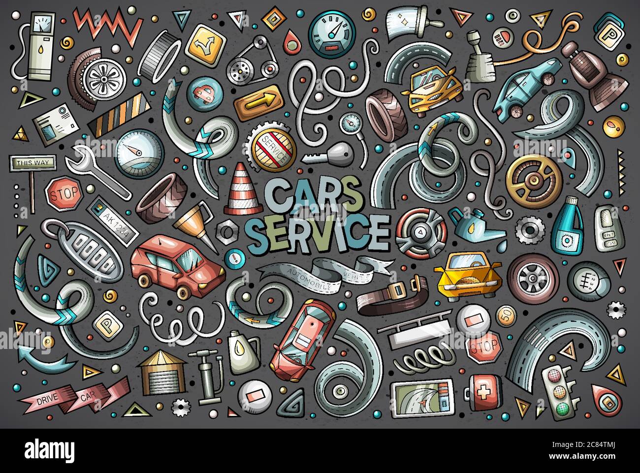 Vector cartoon set of Automobile objects Stock Vector Image & Art - Alamy