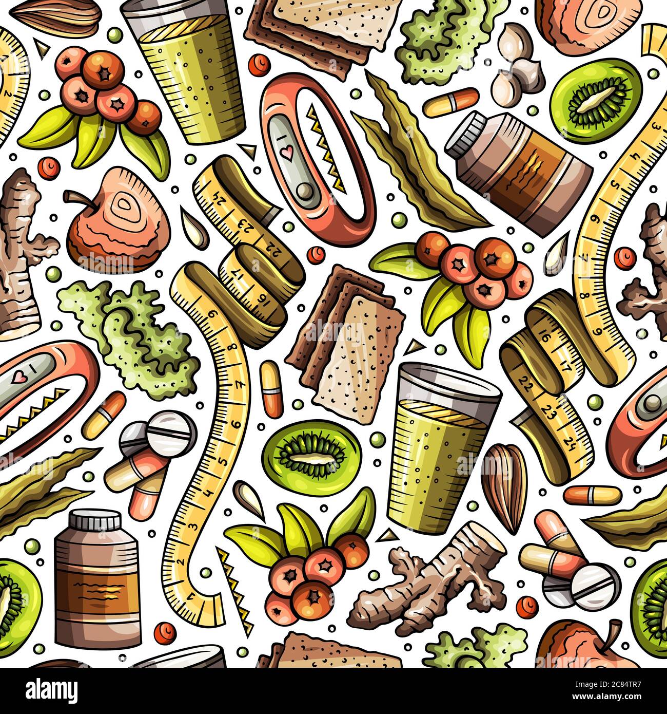 Cartoon hand-drawn Diet food seamless pattern Stock Vector Image & Art ...