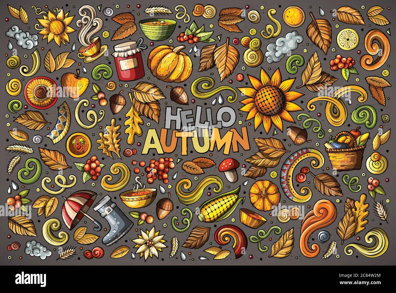 Set of Autumn theme items, objects and symbols Stock Vector Image & Art ...