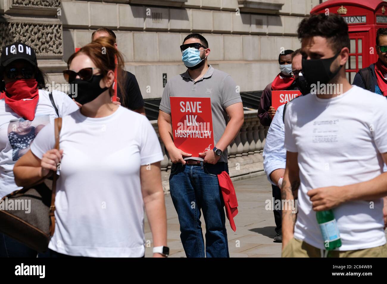 Whitehall, London, UK. 21st July 2020 Members of Unite, (hospitality ...