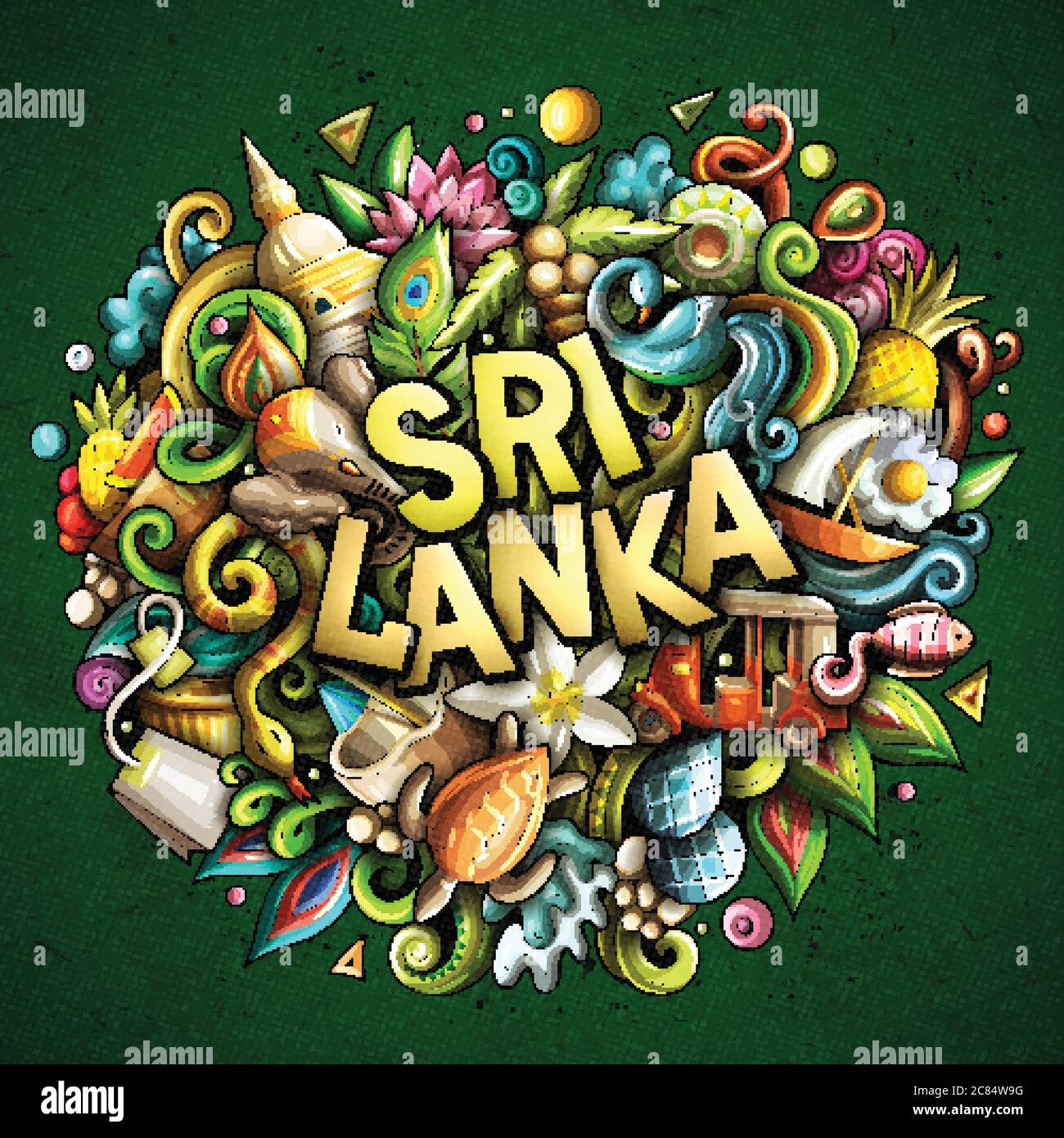 Sri Lanka hand drawn cartoon doodles illustration. Funny design Stock ...