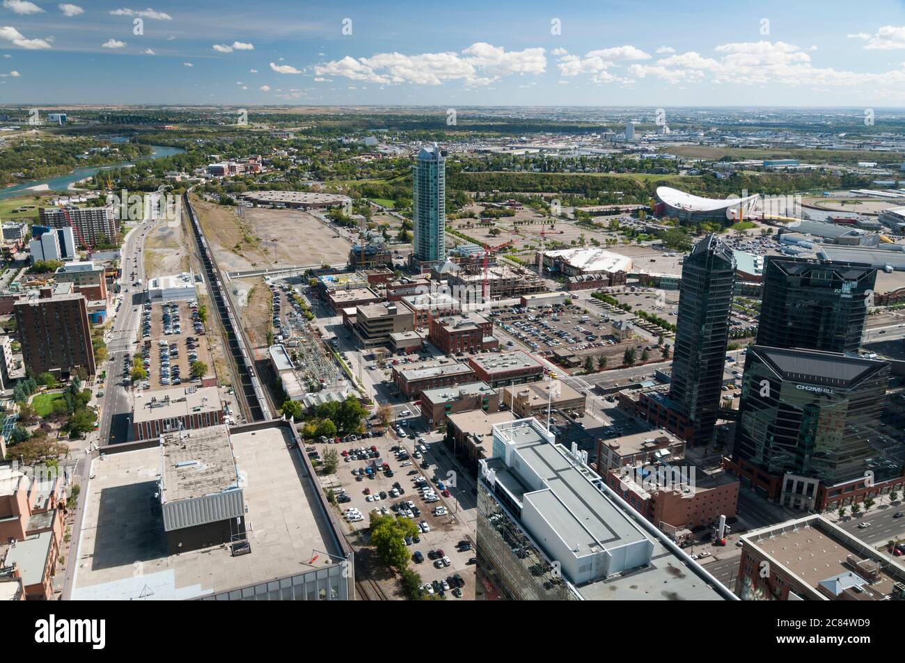 Calgary tower with saddledome hi-res stock photography and images - Alamy
