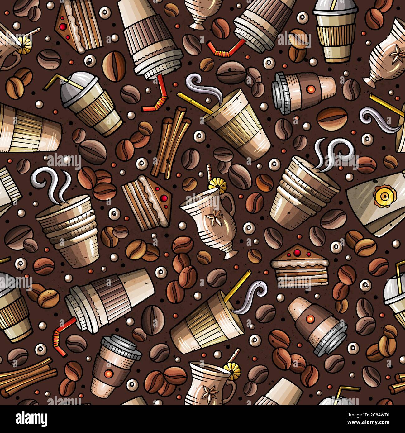 Cartoon coffee shop seamless pattern Stock Vector Image & Art - Alamy