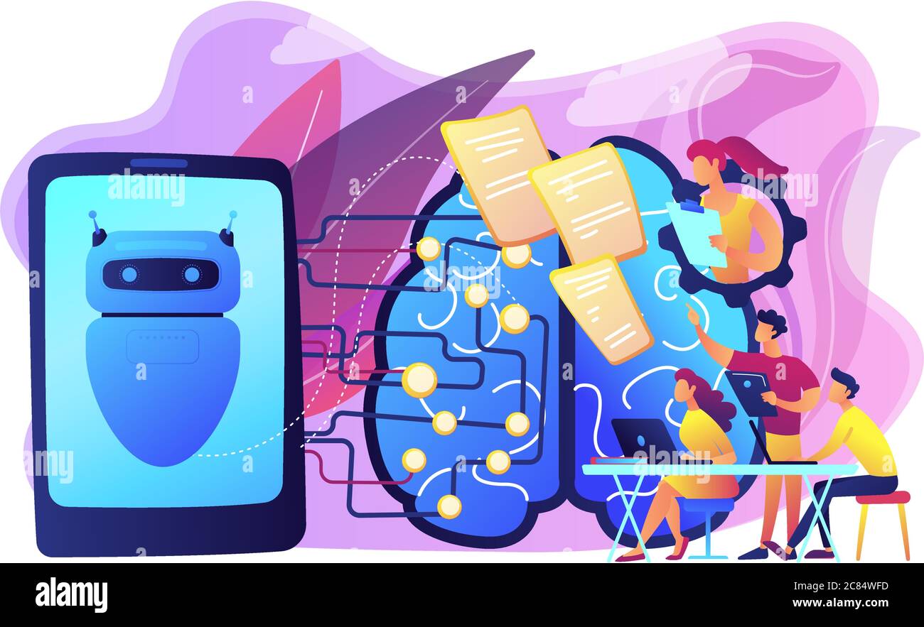 Chatbot passing the Turing test concept vector illustration Stock ...