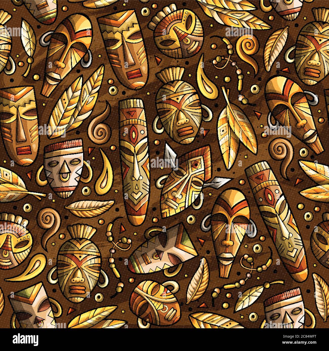 Cartoon cute hand drawn African seamless pattern Stock Vector Image ...