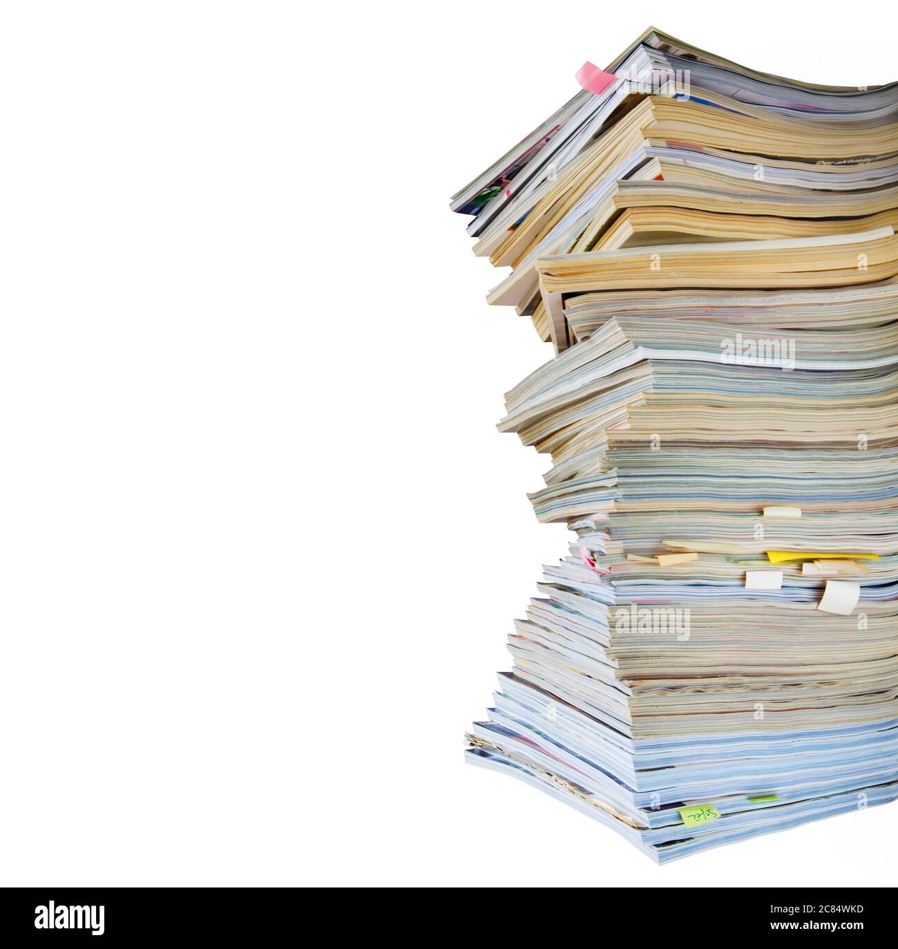 stack of worn magazines and jounals, isolated on white background, free ...