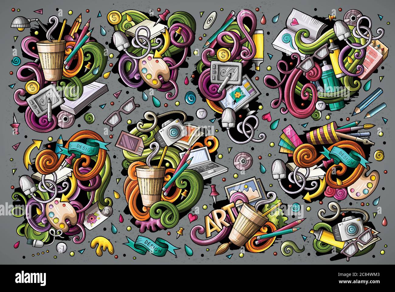 Vector set of design combinations of objects and elements Stock Vector ...