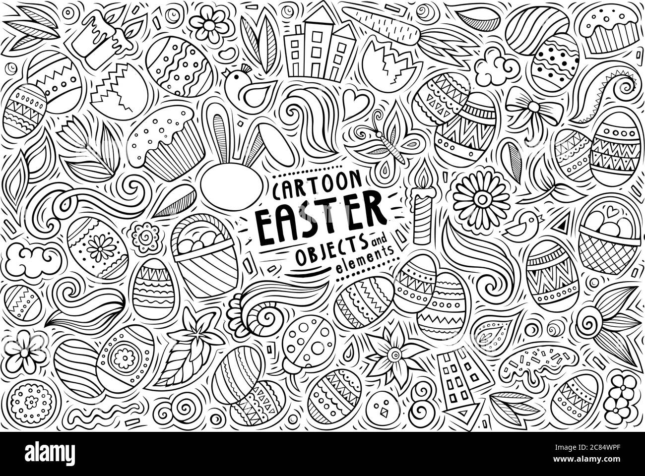 Easter holiday symbols greeting Black and White Stock Photos & Images ...