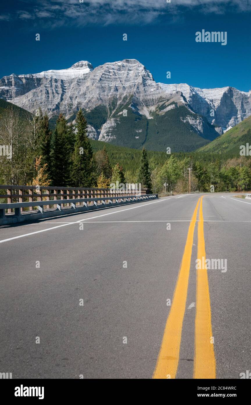 Mount Bogart, left, and Ribbon Peak, Kananaskis, Alberta, Canada Stock ...