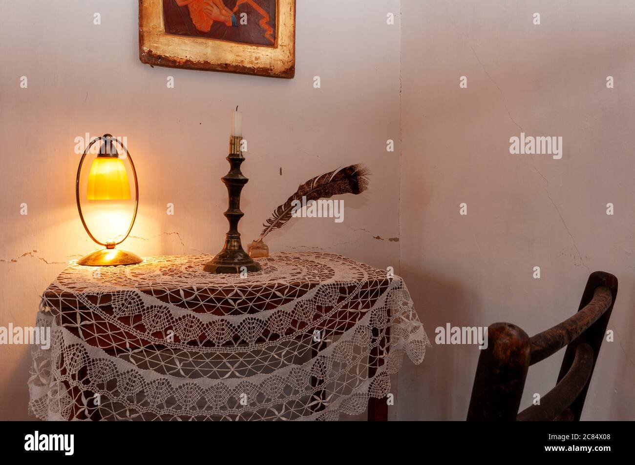 Details in old unique 18th century interior of traditional Bulgarian ...